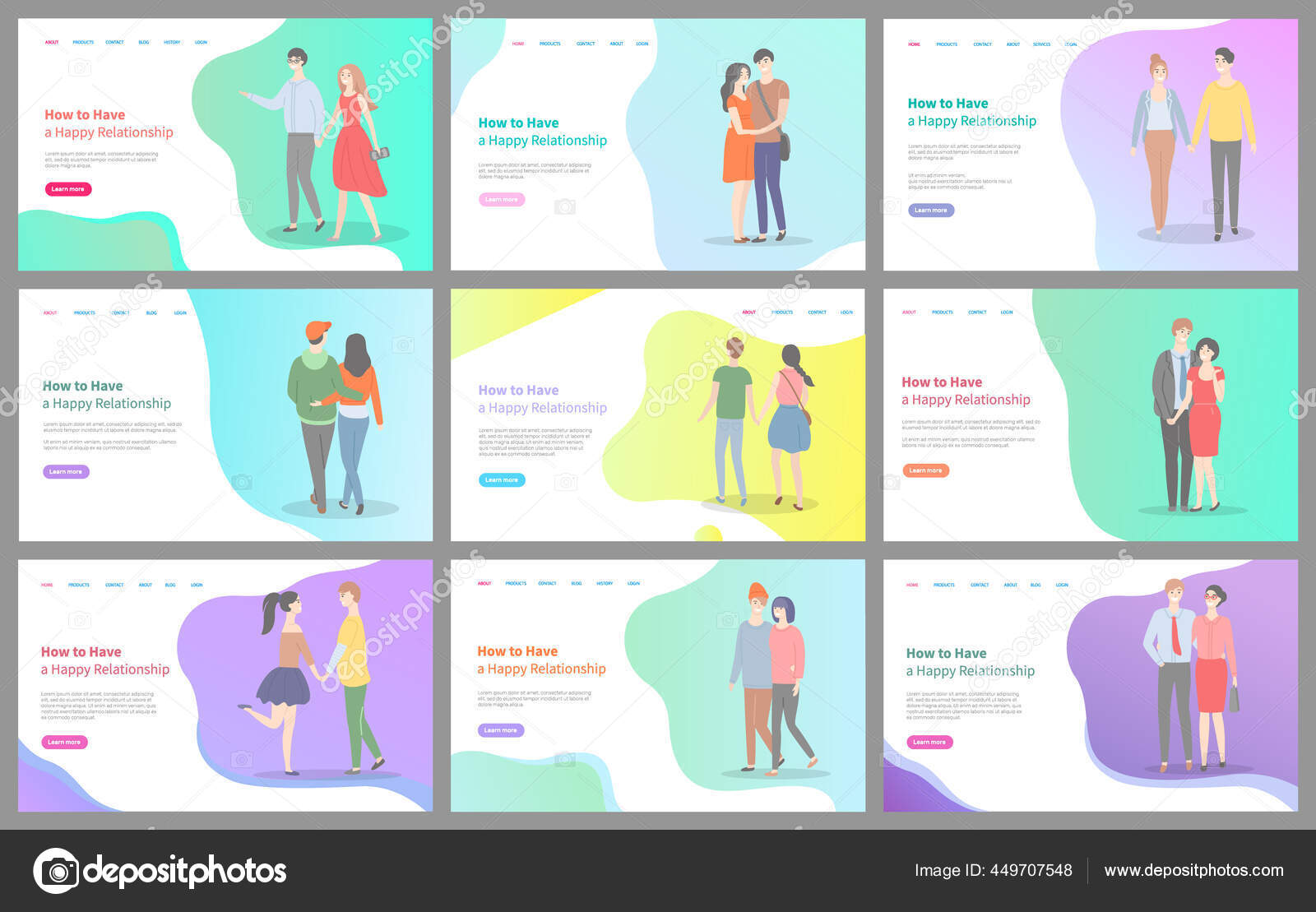 How to have a happy relationship a set of landing pages with a smiling ...