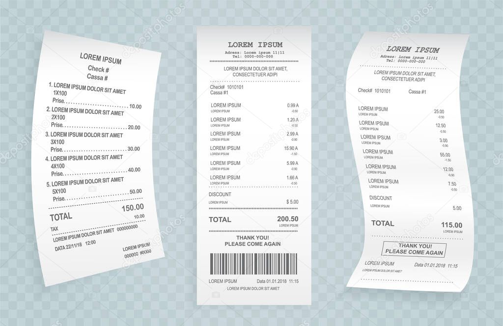 Documento en papel cheque de pago. Compra factura financiera factura ...