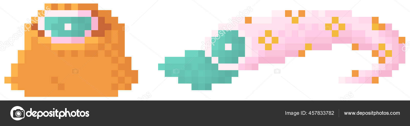 Fantasy game with alien with severed tentacle. Dead pixelated monster ...
