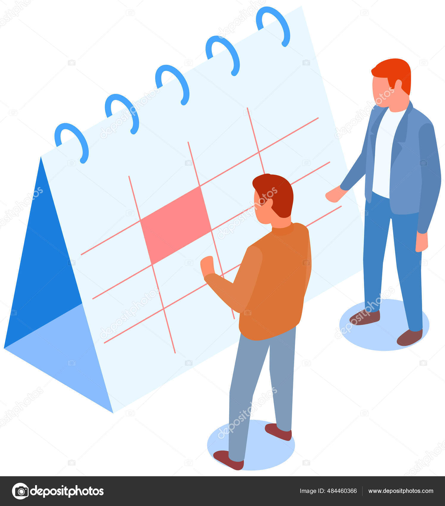 Colleagues discussing calendar for work. People deal with time ...