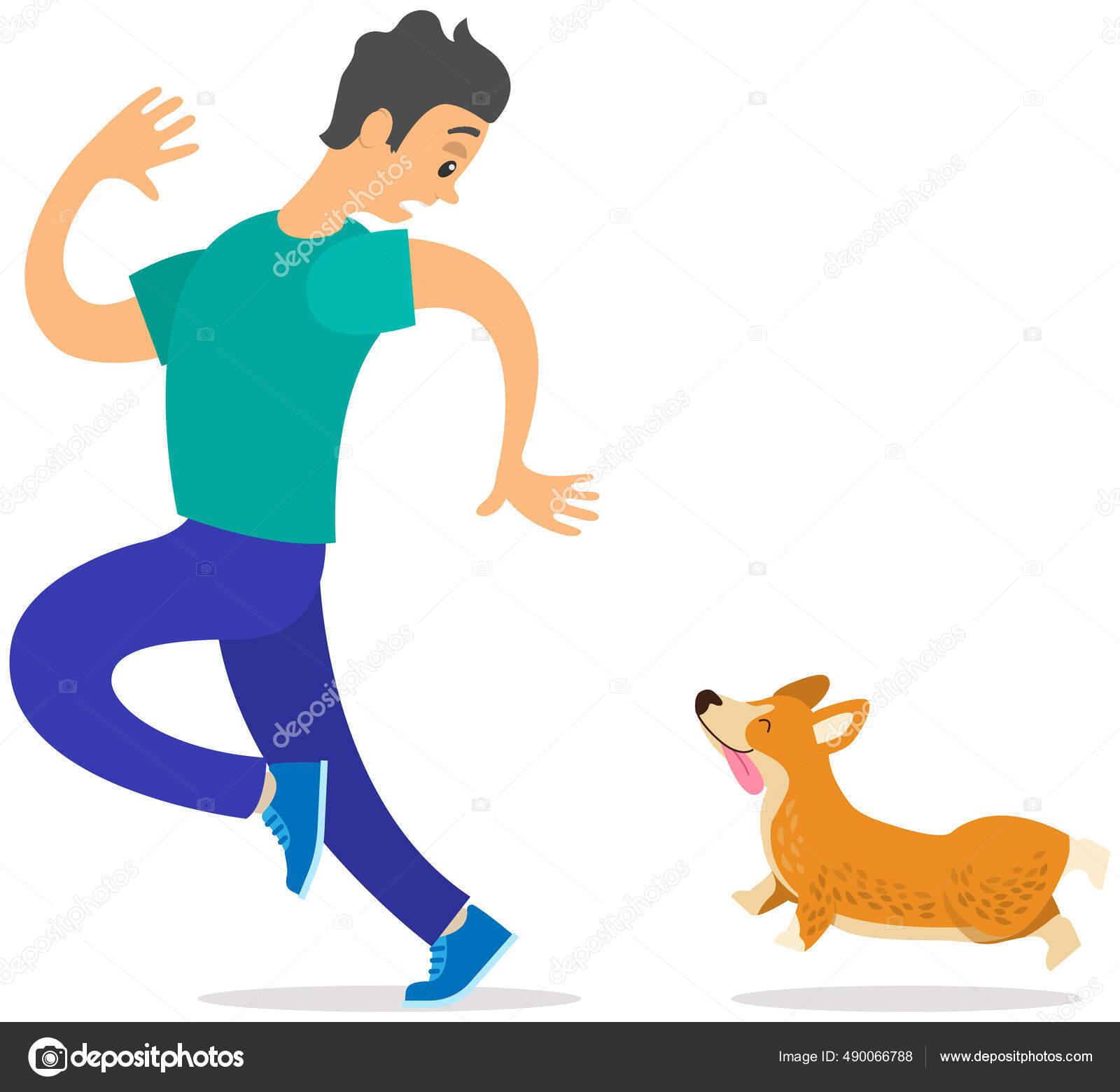 Man frightened by dog suffers from cynophobia, human fear concept ...