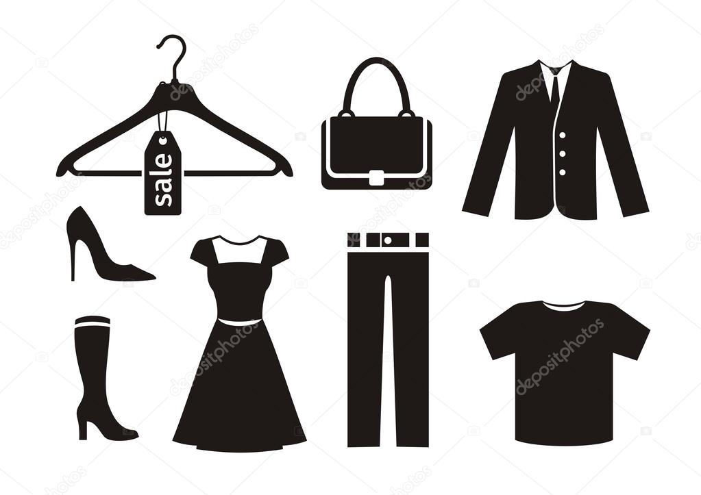 Icono de ropa en negro — Vector de stock #55893641