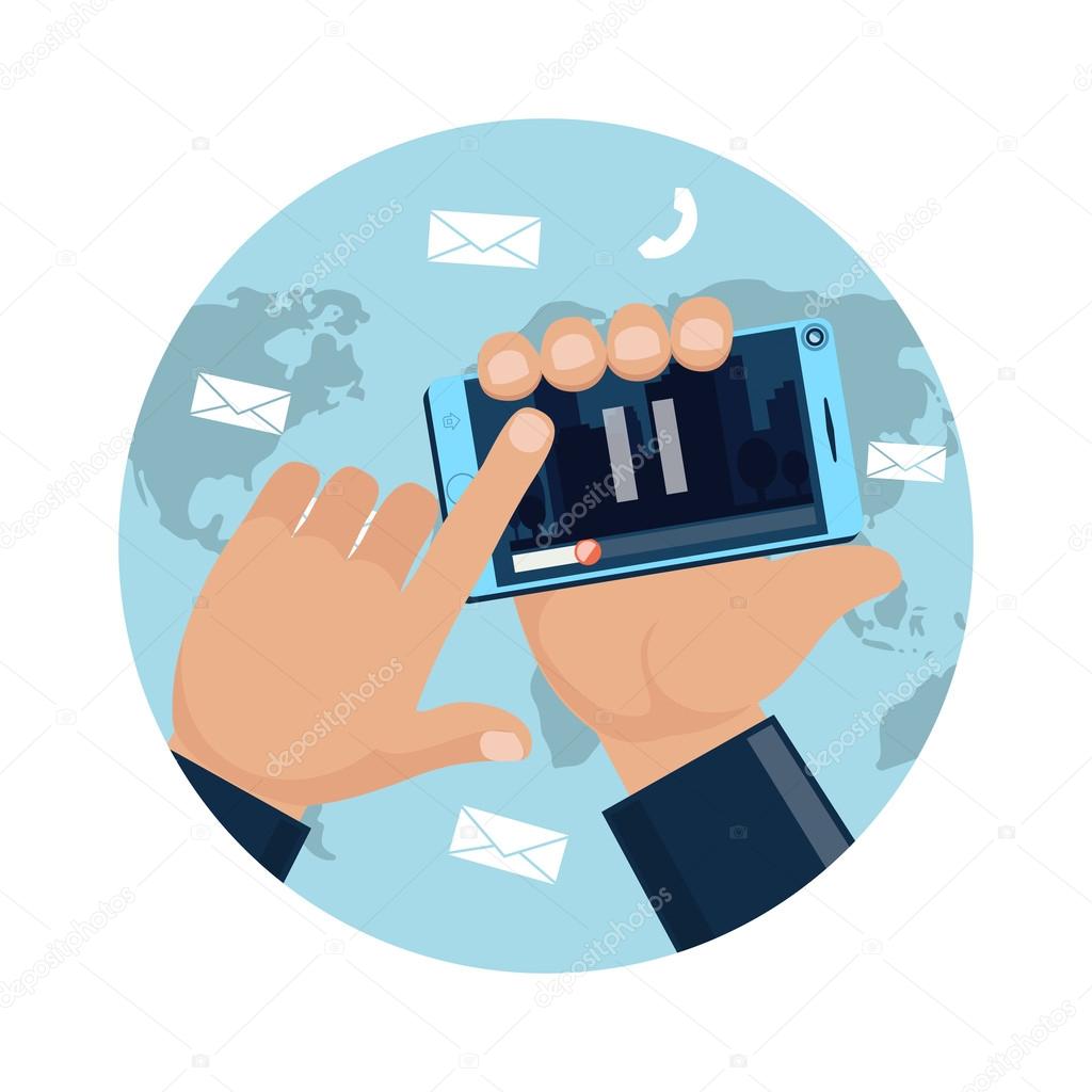 Man Holding Smartphone Stock Vector Image By ©robuart 57821971