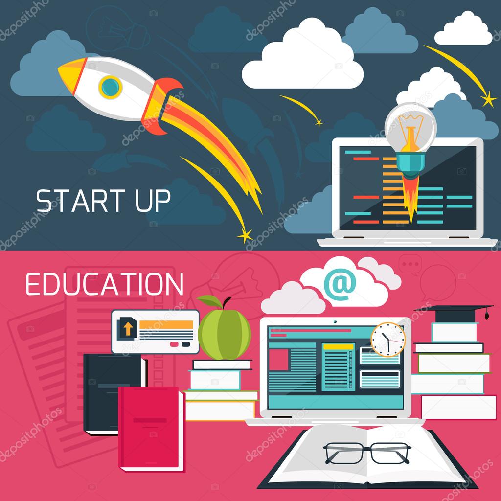 Concept for business start up and online education Stock Vector Image ...