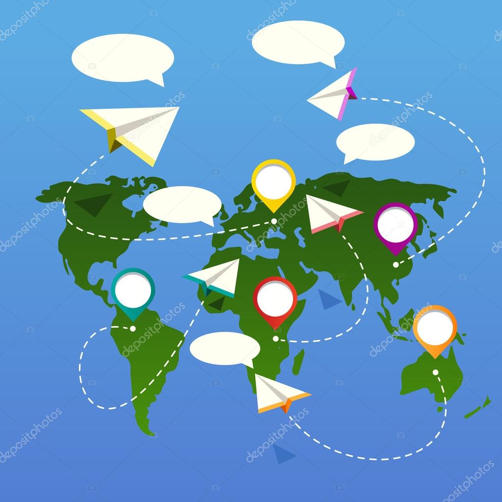 Image vectorielle Bulle représentant une carte du monde avec plan blanc ...