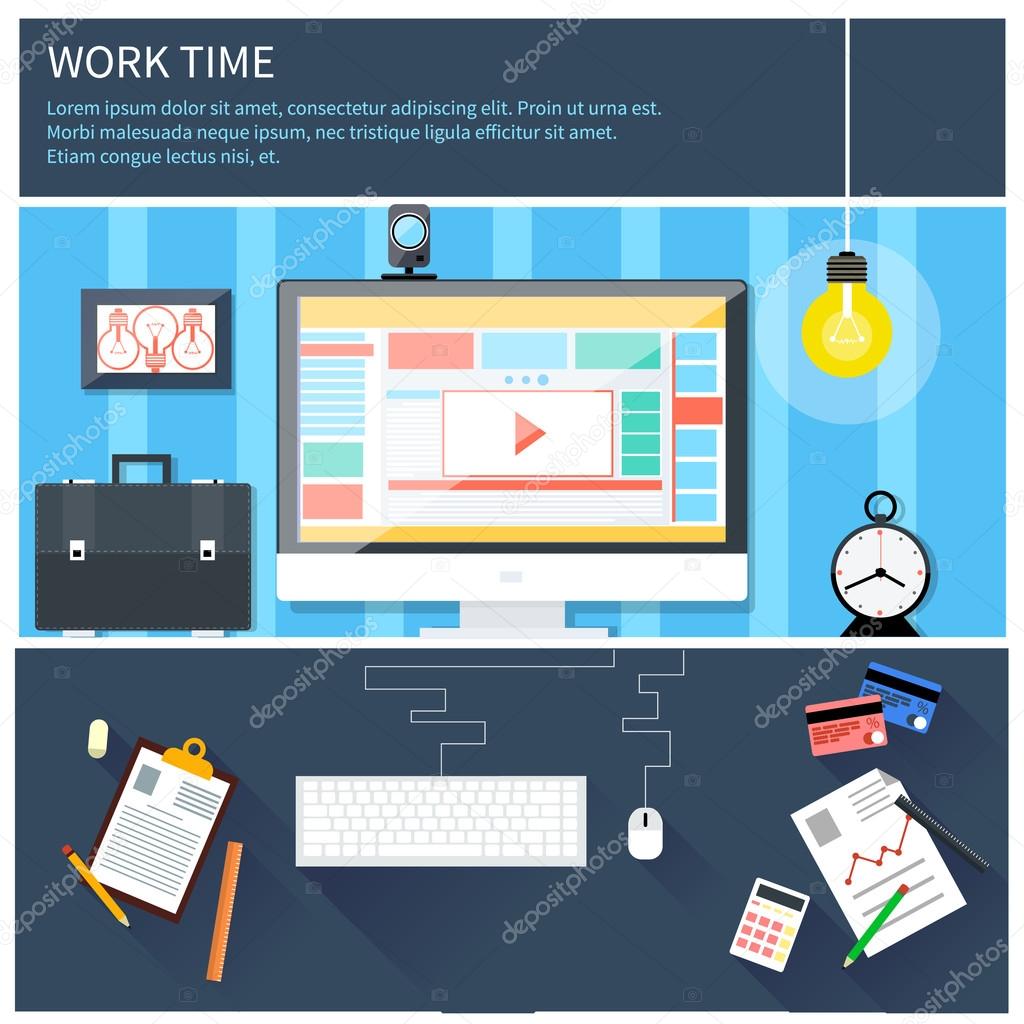 Time to work and process — Stock Vector © robuart #60895291