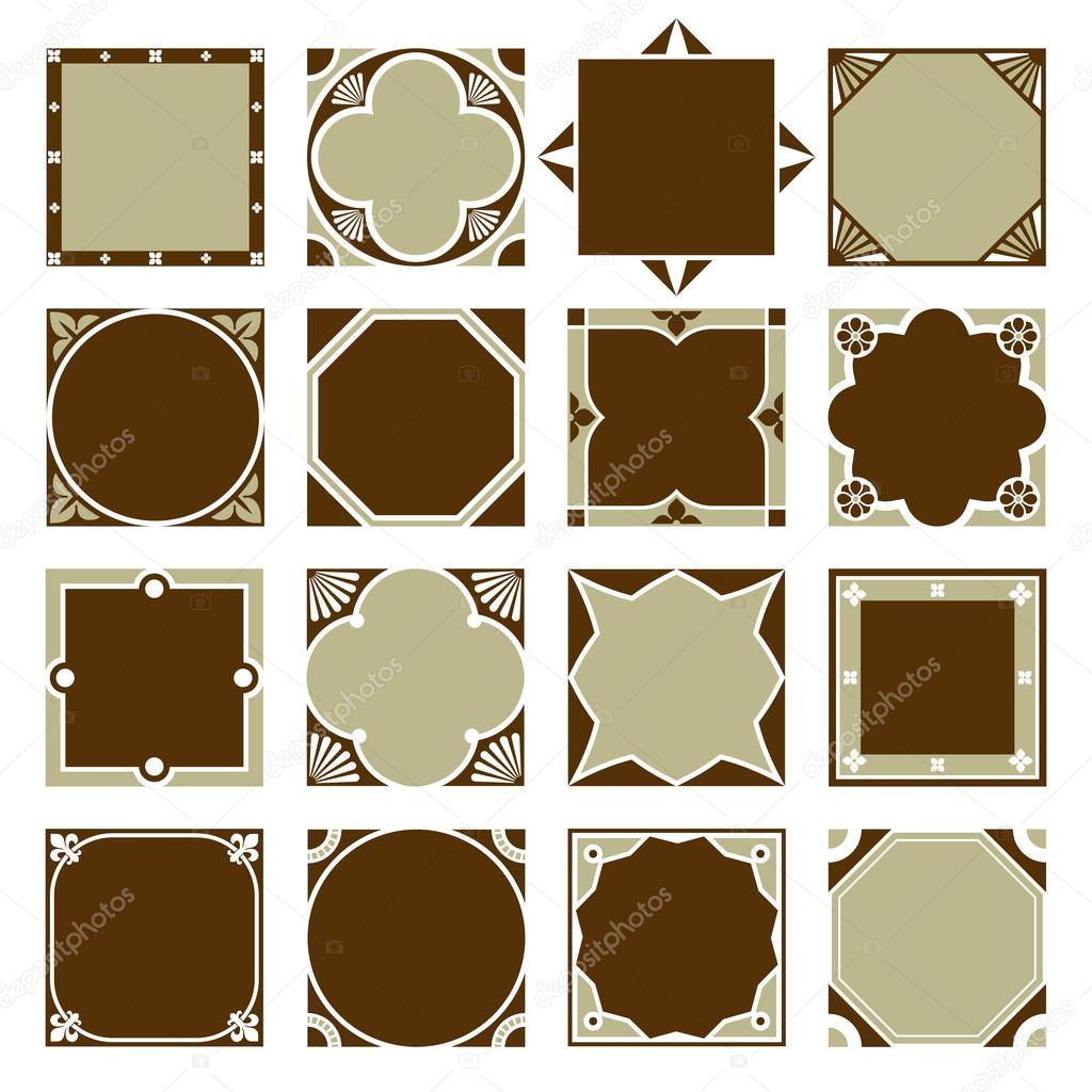 Collection of Square Decorative Border Frames with Solid Filled ...