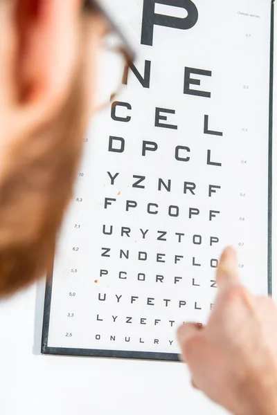 A vision test board, a test for visual acuity. Reading an eye test ...