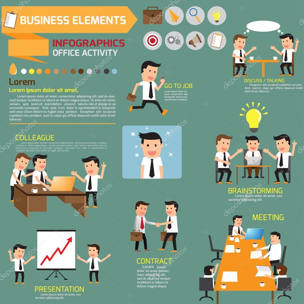 Business Infographics. business in various pose. Stock Vector Image by ...