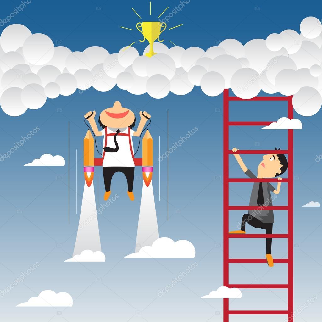 competencia en concepto de negocio. Dibujos animados hombre de negocios ...