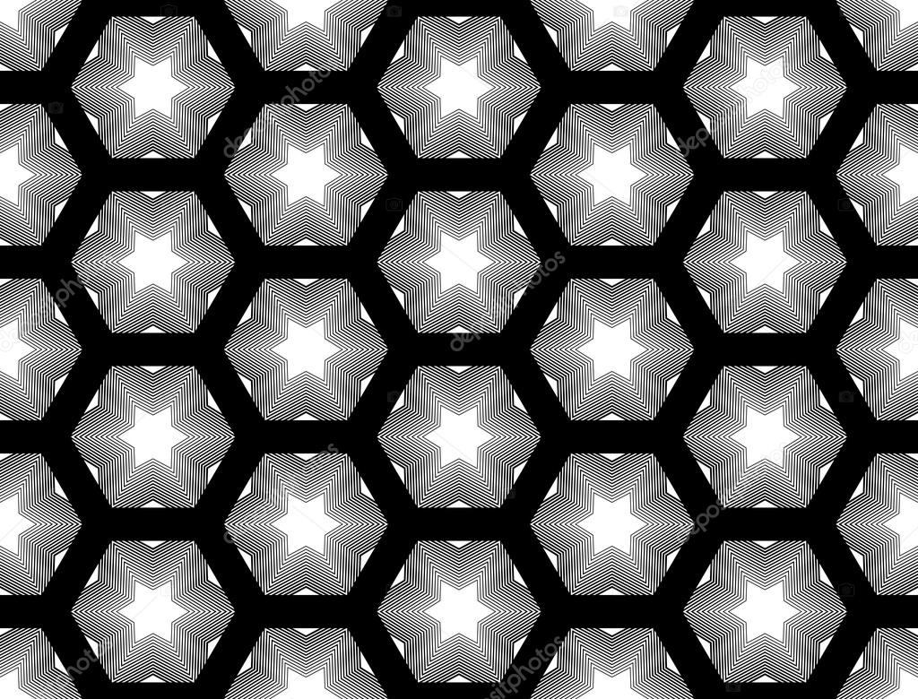 Design Seamless Monochrome Star Geometric Pattern — Stock Vector