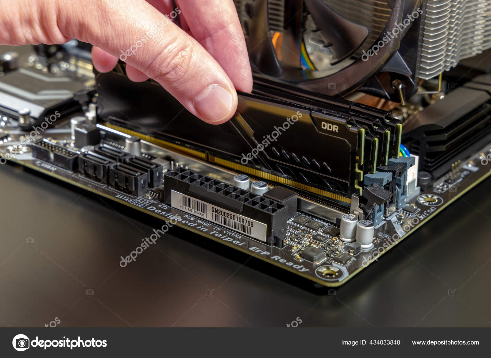 Computer Technician Installs New Ram Ddr Memory Computer Upgrade Repair ...