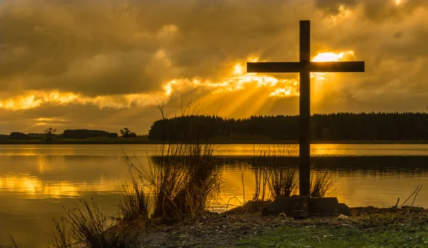 Religious cross shining through clouds — Stock Photo © Balefire9 #5145561
