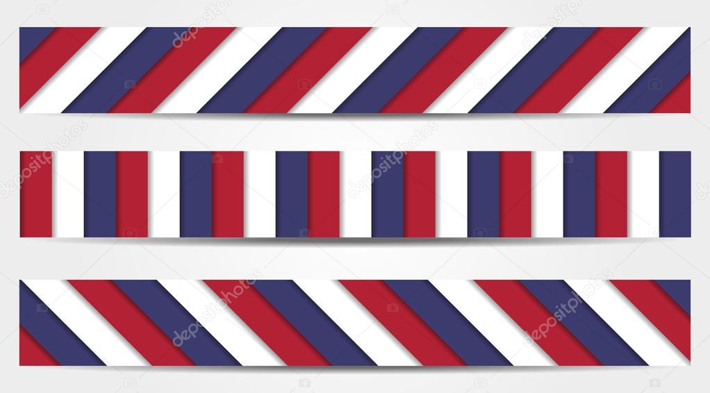 Collection of 3 striped banners in blue, white and red Stock Vector ...