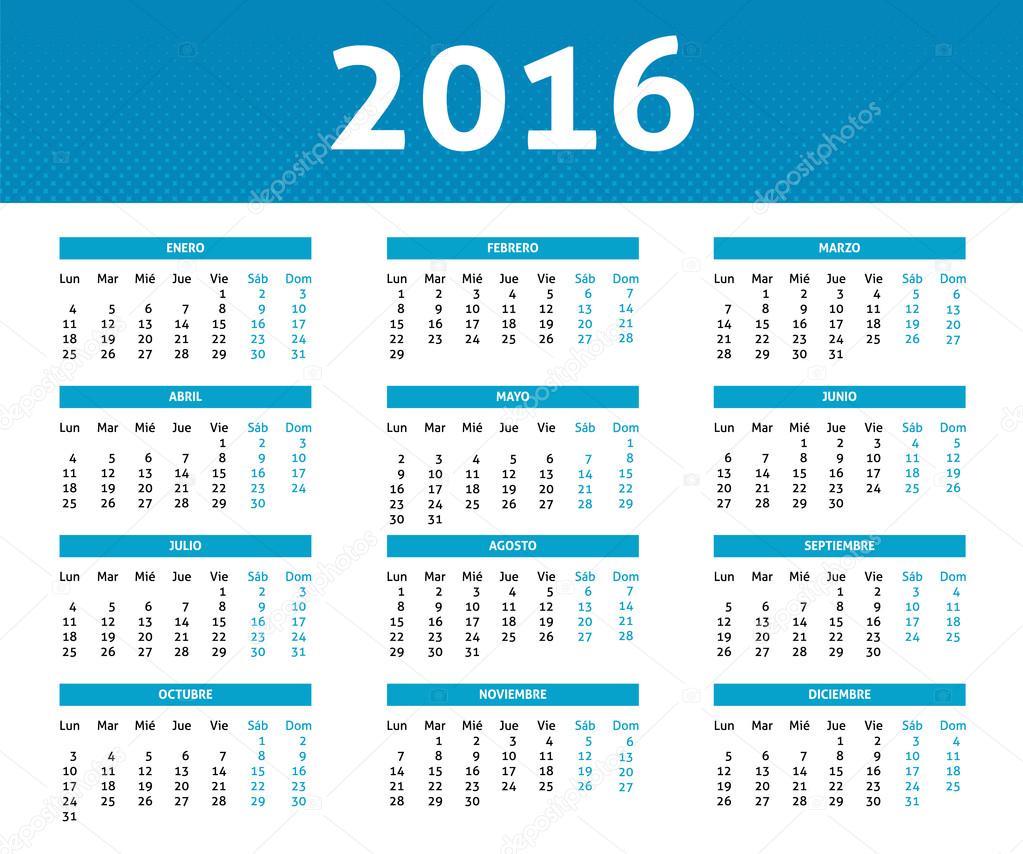 Calendario 2016 año en diagonal en color azul claro en la pocilga de ...