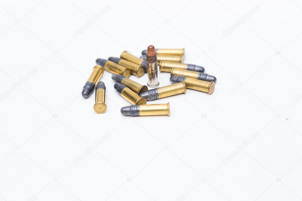 Small 22Lr Caliber Ammunition Pile White Background — Stock Photo ...