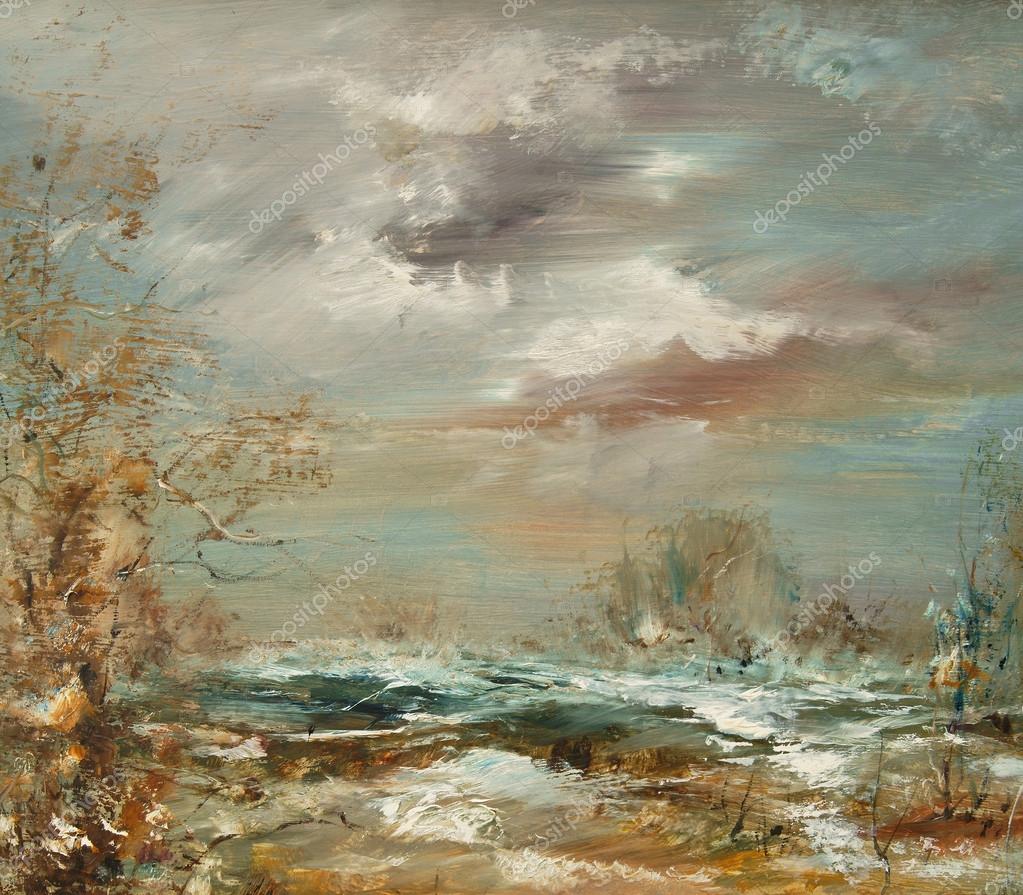 The sky in winter, oil painting Stock Photo by ©kvocek 56523205