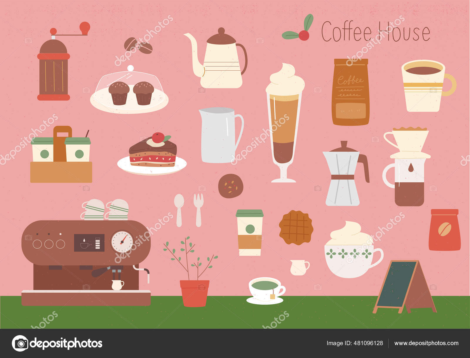Collection Drinks Objects Cafe Stock Vector by ©miniwide.ss.gmail.com ...