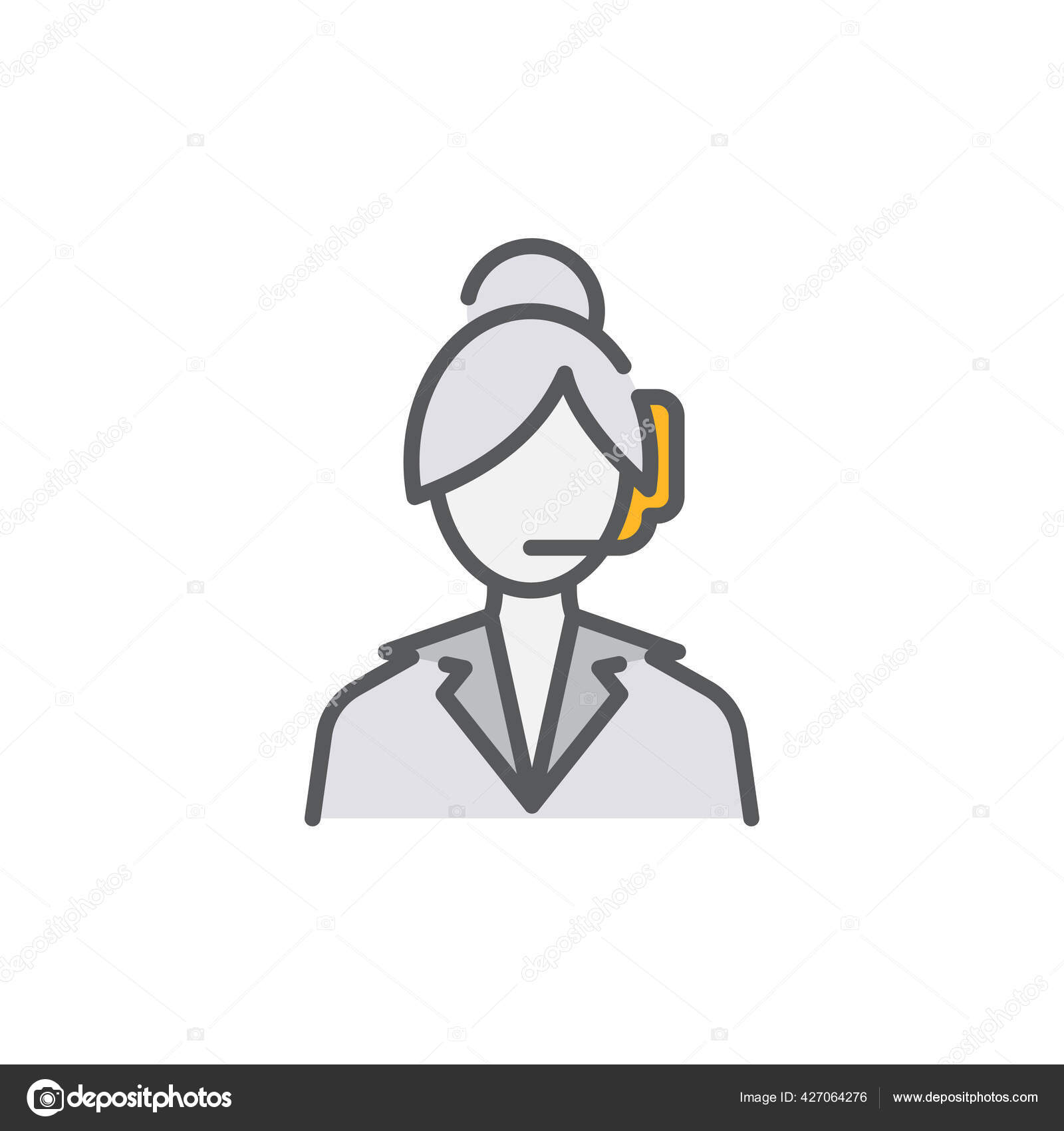 Call Center Lcon Symbol Line Color Outline Style Pictogram Beige Stock ...