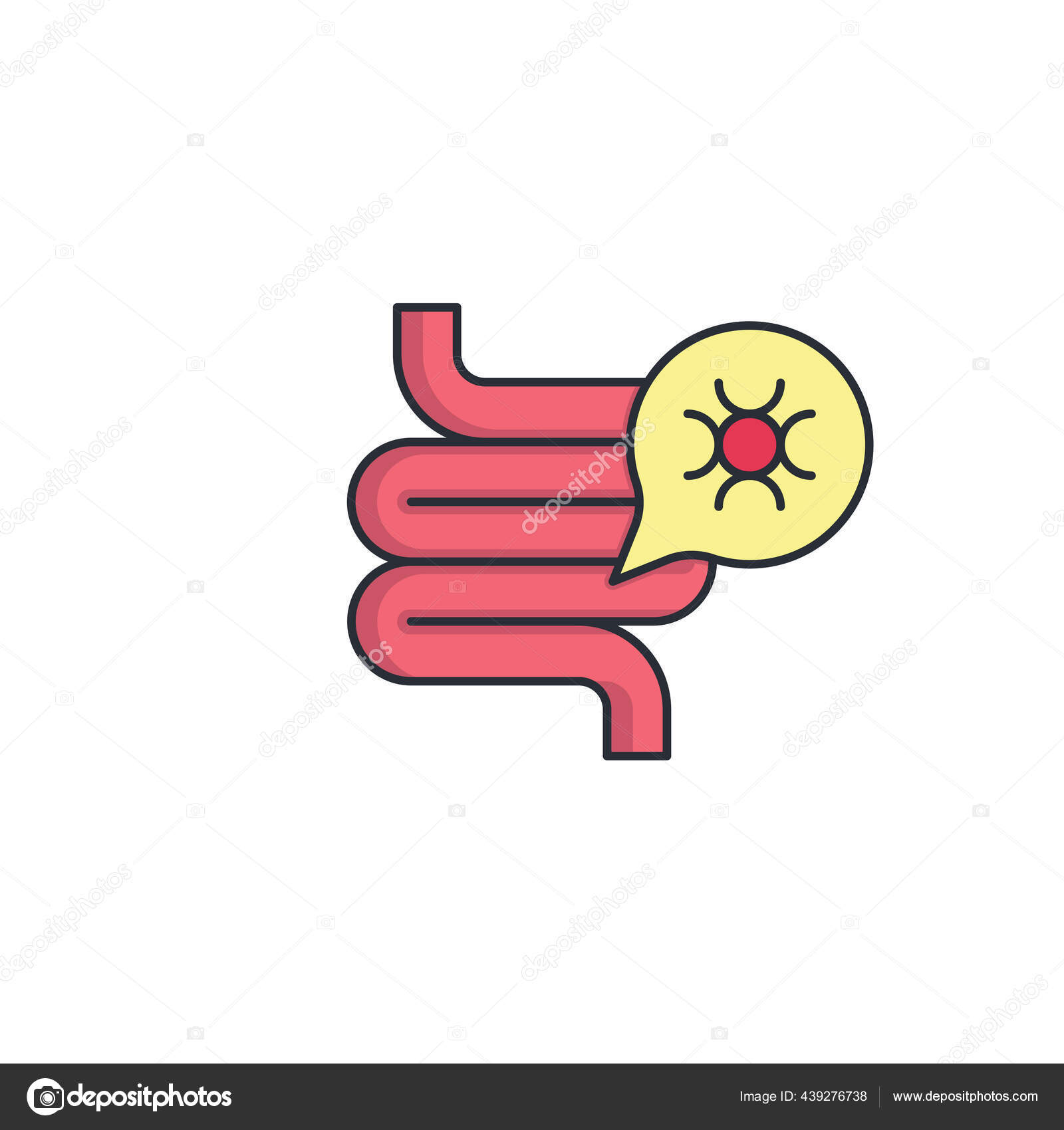 Gut Bacteria Icon Color Line Outline Vector Sign Linear Style Stock ...