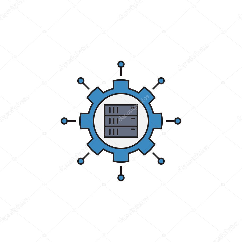 icono del servidor central vector lleno signo plano pictograma sólido ...