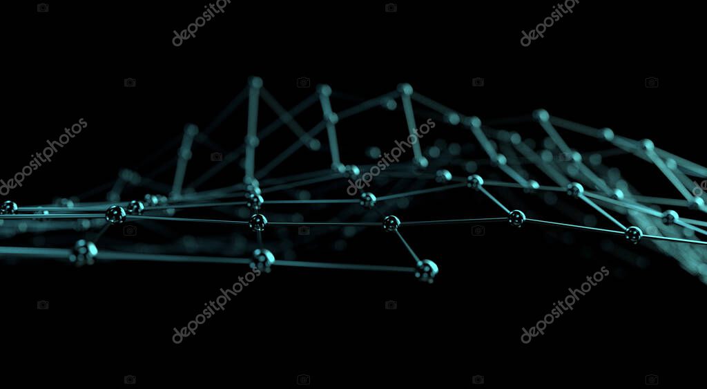 Fondo abstracto de ciencia negra en 3D. Estructura de conexi n de red. Resumen nanotecnolog a ...