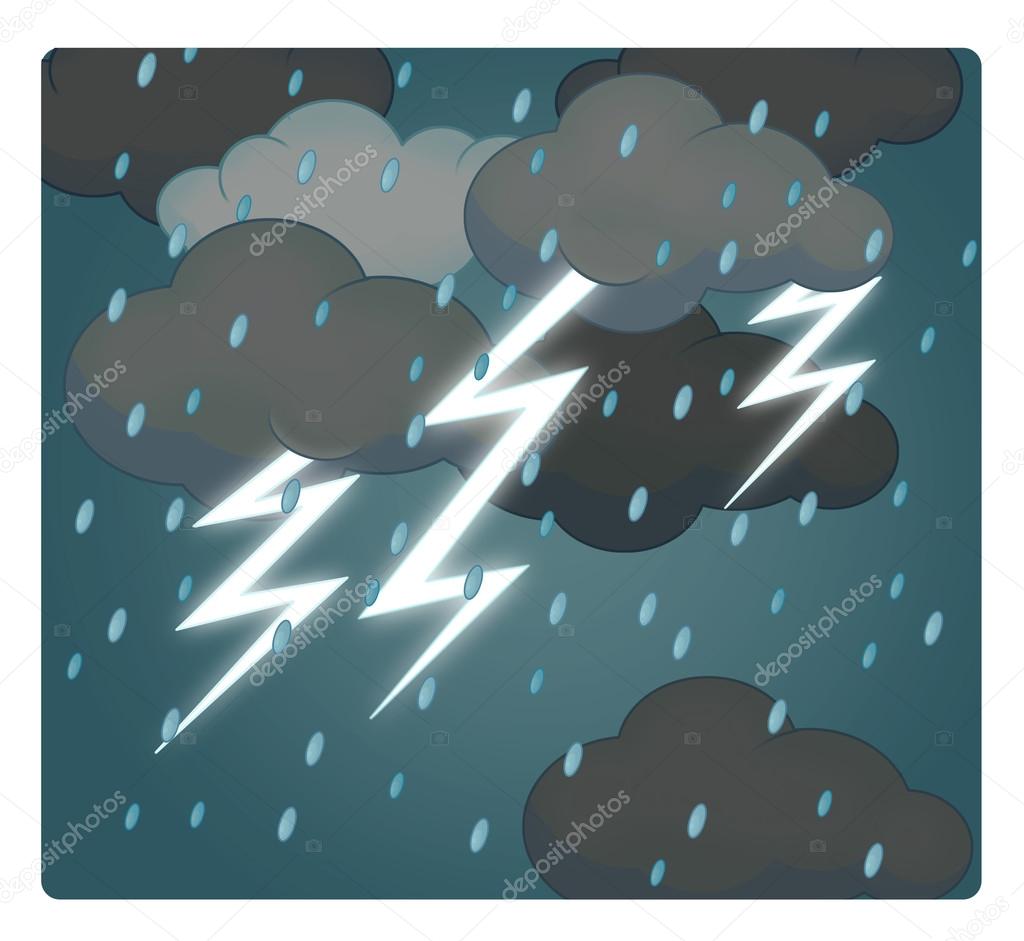 Cartoon scene with weather - storm - thunders Stock Illustration by ...
