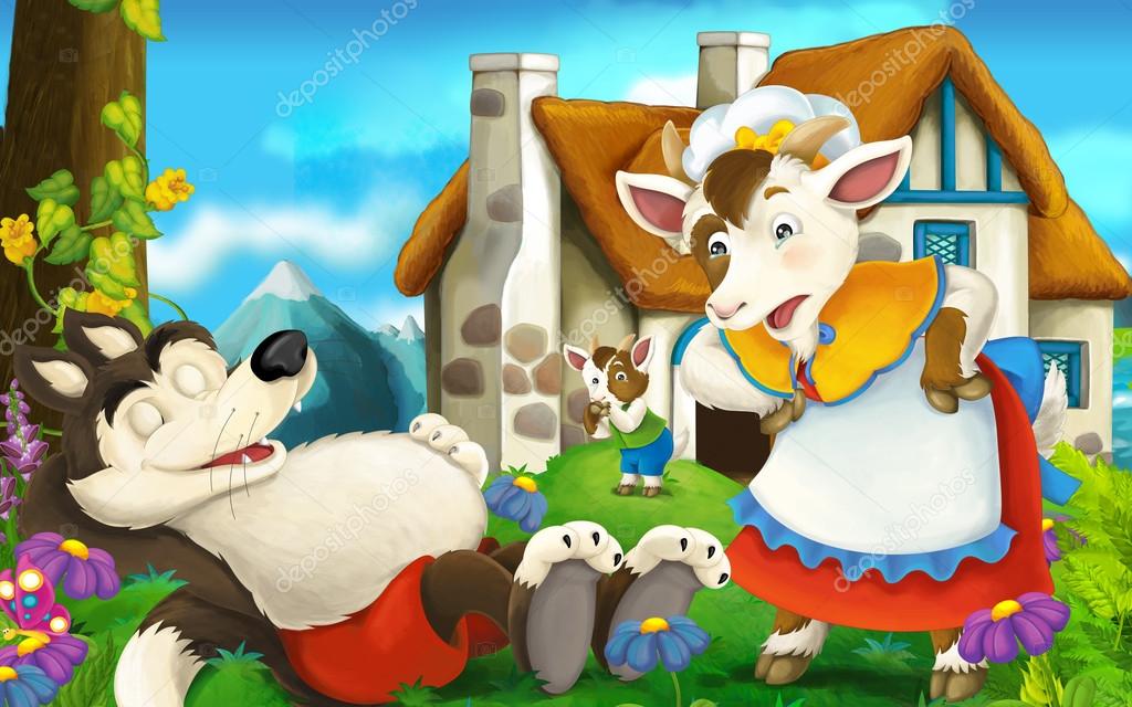 Wolf sleeping and goat is watching Stock Photo by ©agaes8080 105731968