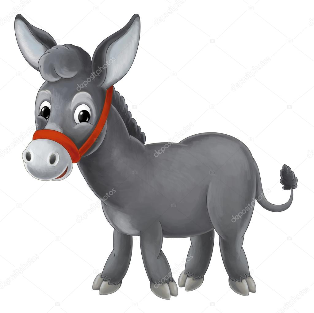 Burro de dibujos animados de pie y mirando - lindo animal - aislado ...