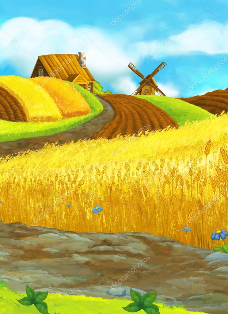 Beautifully colored farm scene - rural - village Stock Photo by ...