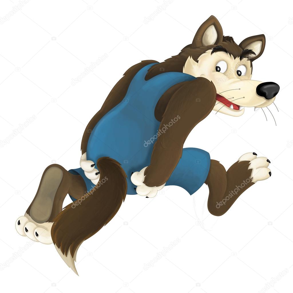 White Wolf Running Away