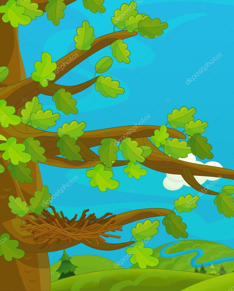 Nest On A Tree Cartoon