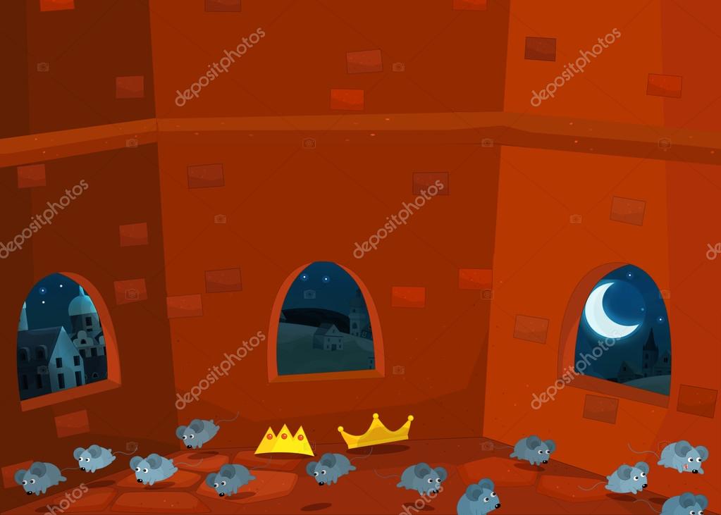 Medieval scene with mices in the tower room Stock Illustration by ...