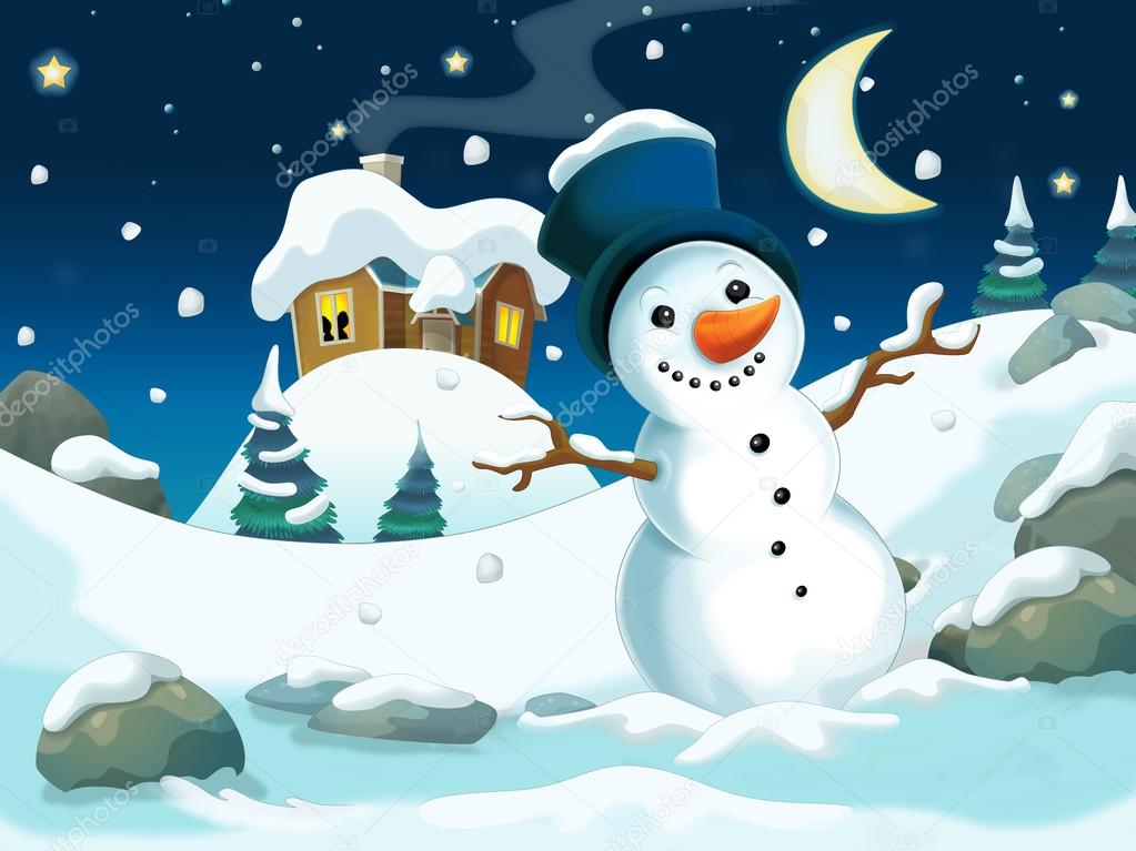 Winter cartoon illustration Stock Photo by ©agaes8080 52579007