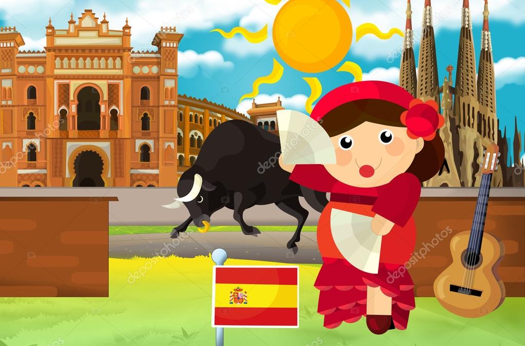 Cartoon scene - Spain Stock Photo by ©agaes8080 70284167