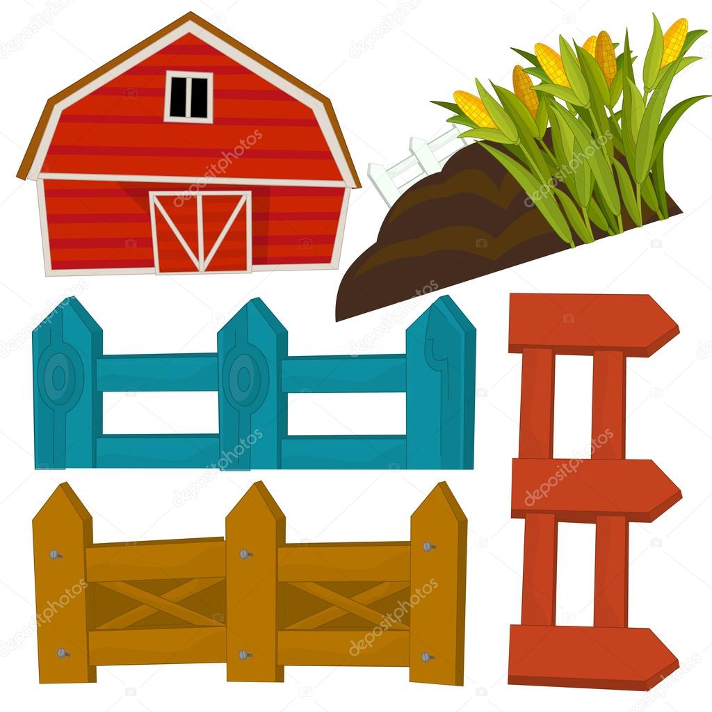 Cartoon farm set Stock Illustration by ©agaes8080 #87715674