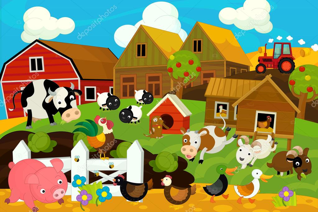 Happy and colorful farm Stock Illustration by ©agaes8080 #88334082
