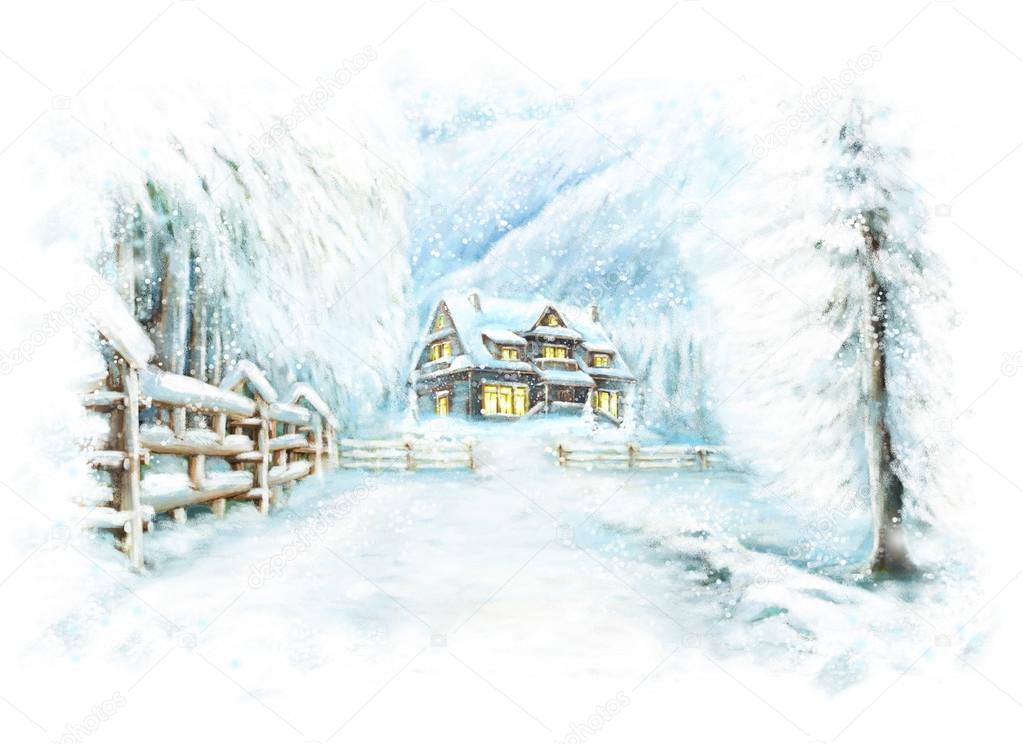 Christmas winter happy scene Stock Photo by ©agaes8080 91965570