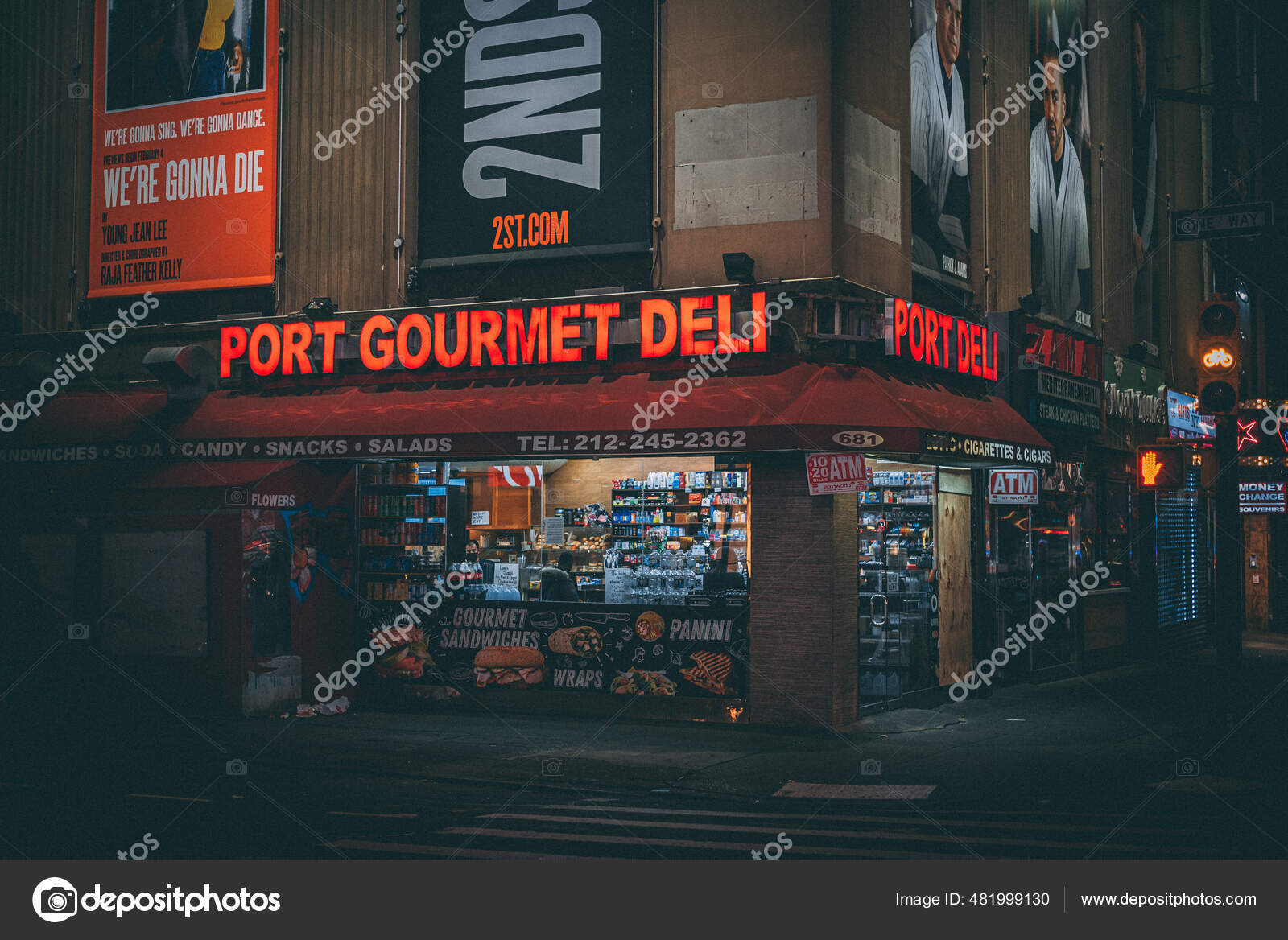 Port Gourmet Deli Night Midtown Manhattan New York City – Stock ...
