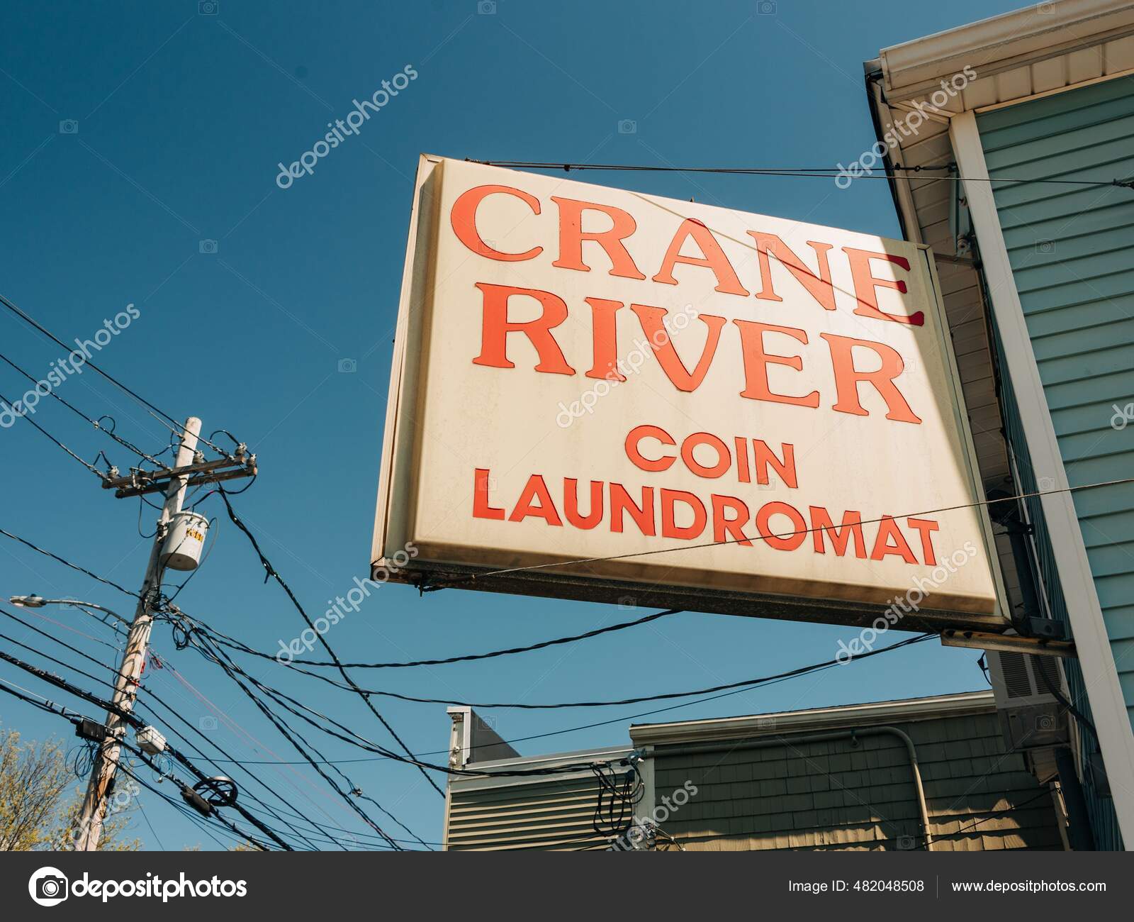 Crane River Laundromat Sign Danvers Massachusetts — Stock Editorial ...