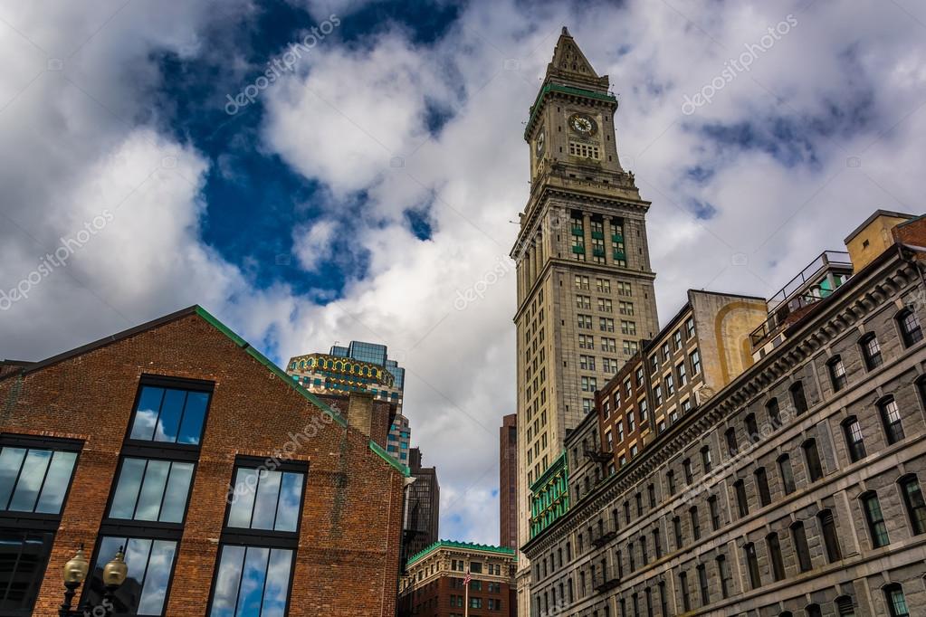 The Custom House Clock Tower in downtown Boston, Massachusetts. Stock ...