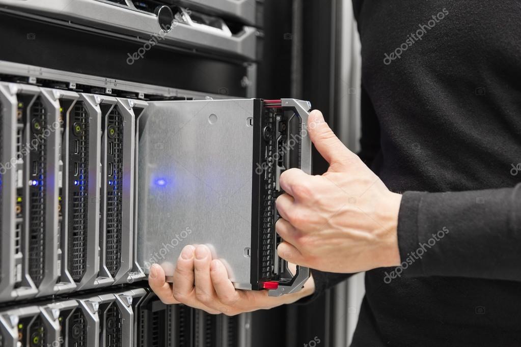 Blade server installation in large datacenter Stock Photo by ©kjekol ...
