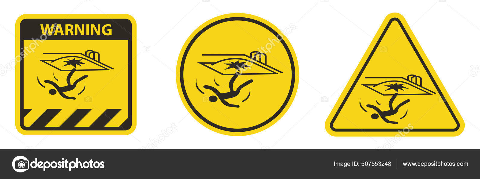 Caution Fall Hazard Symbol Sign Isolated White Background Stock Vector ...