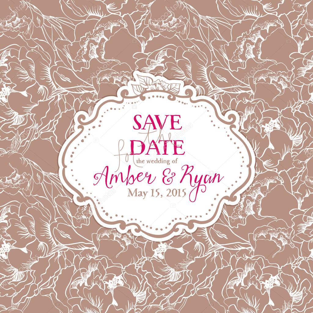 Elegant invitation card on flower seamless background. — Stock Vector ...