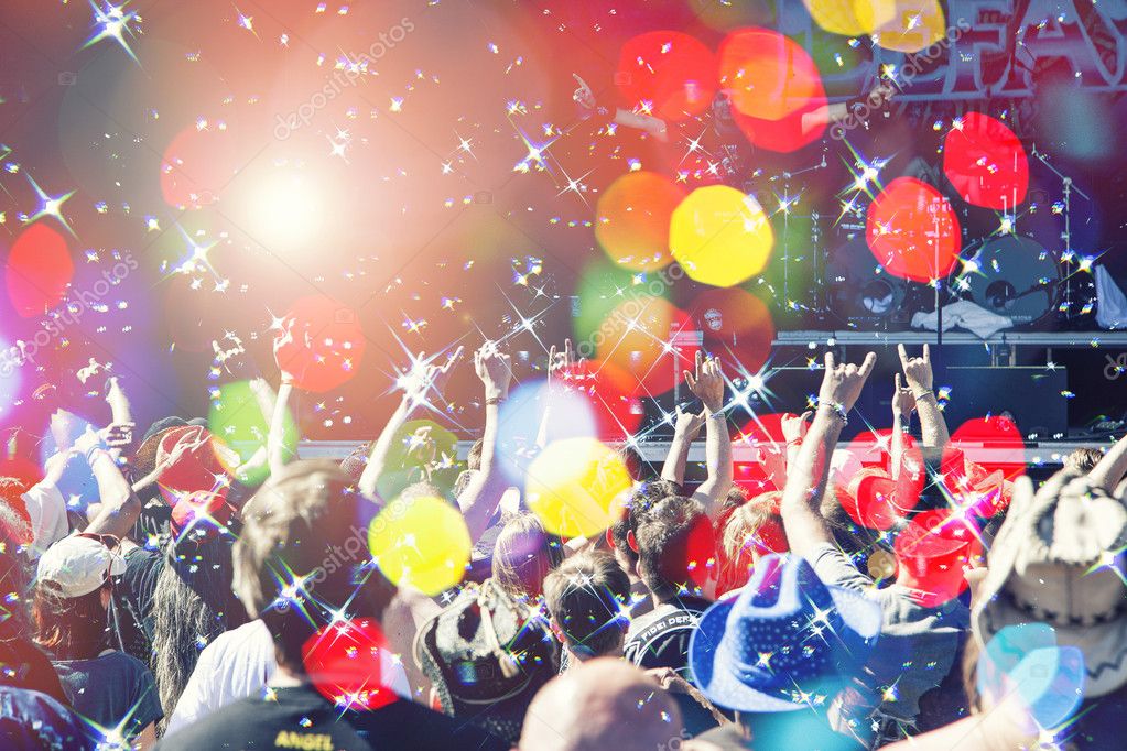 Colorful crowd on concert,disco night ,dancing concept,party and night ...