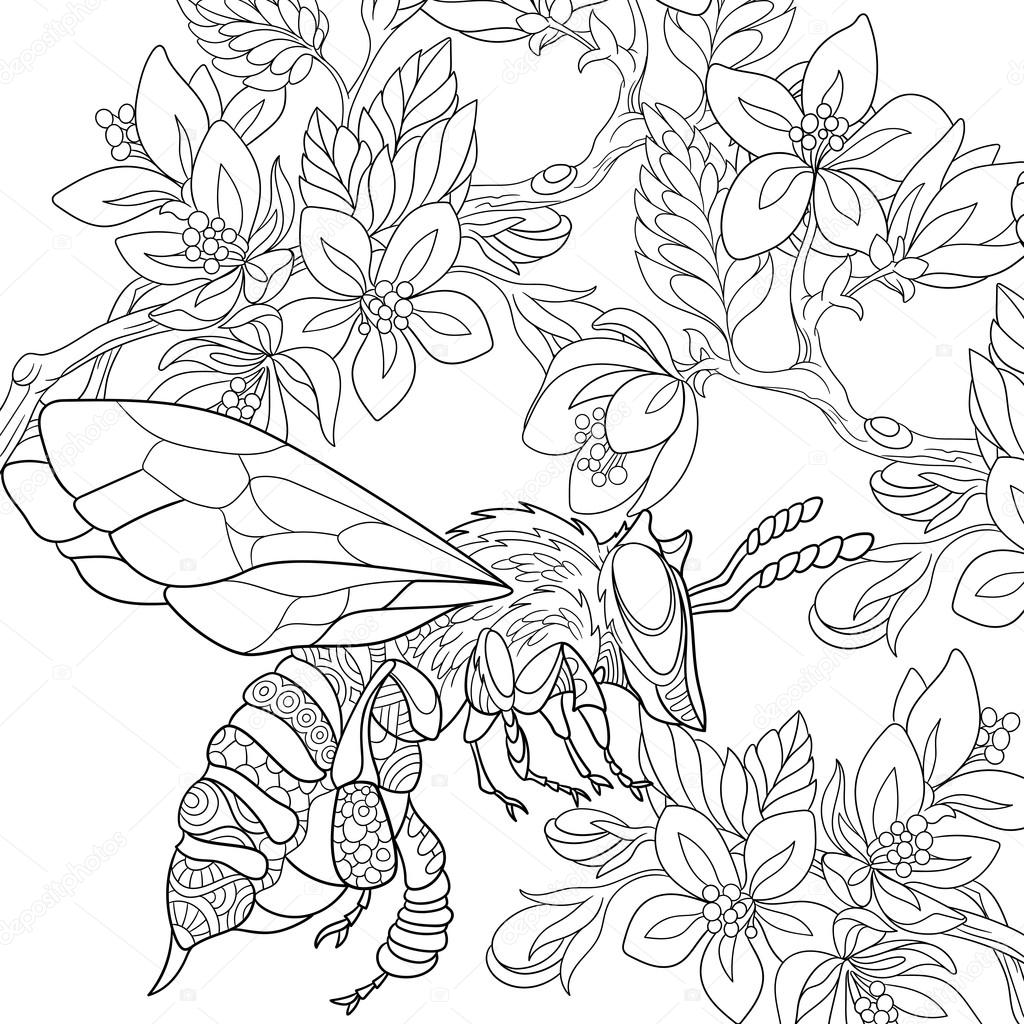 Zentangle insecto de abeja estilizada 2022