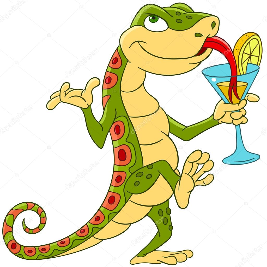 Cute cartoon lizard on a cocktail party Stock Vector Image by ©Sybirko ...
