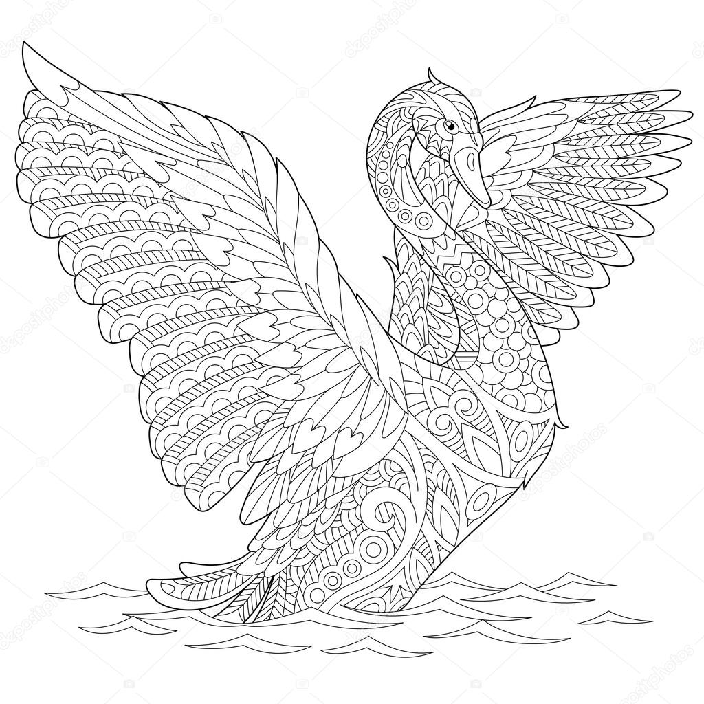Zentangle stylized swan — Stock Vector © Sybirko #122413120
