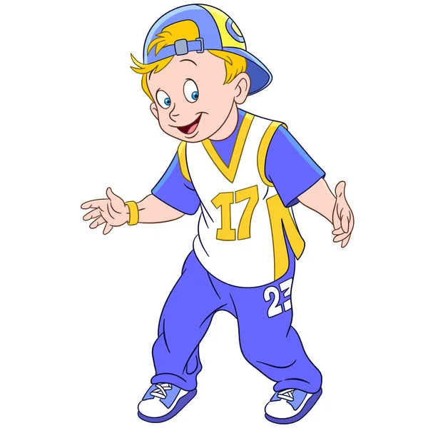 Niño de dibujos animados feliz rapero — Vector de stock #95465658 ...