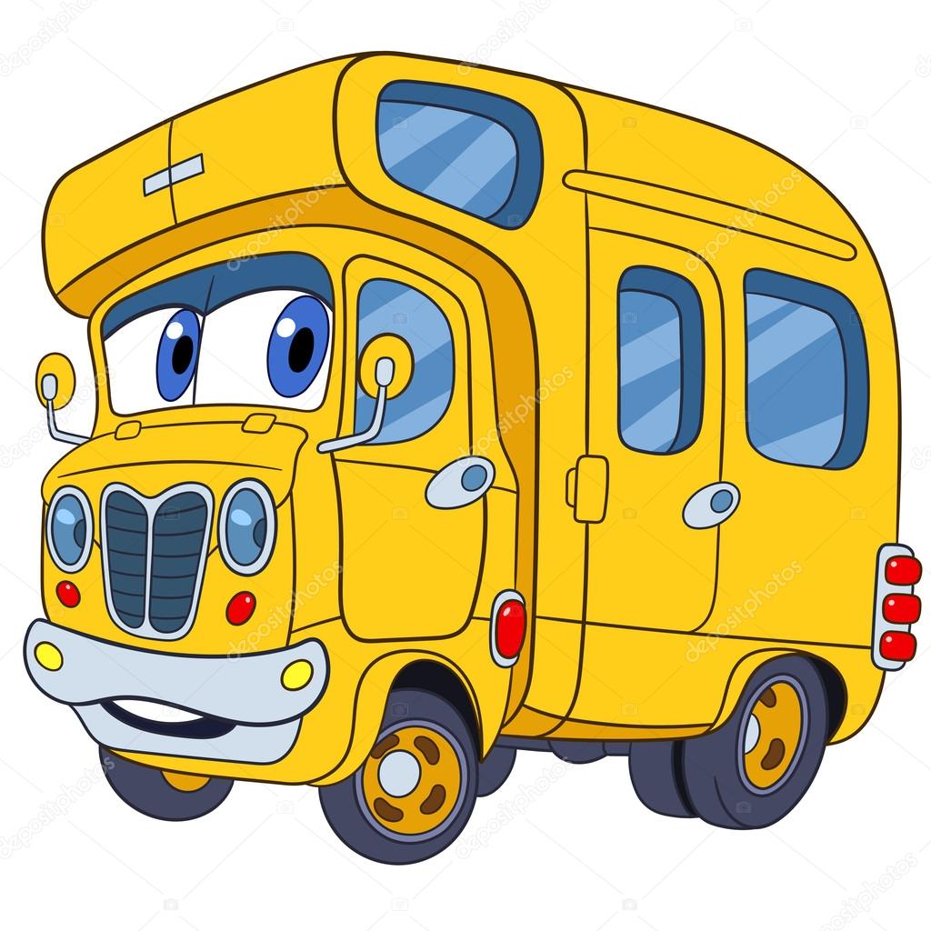 ônibus escolar de bonito dos desenhos animados — Vetor de Stock ...